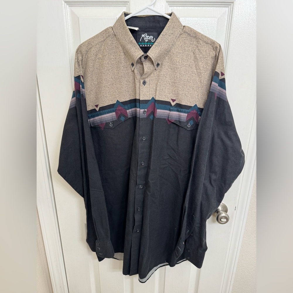 Vintage Roper Made In Usa Western Shirt Long Sleeve - Gem